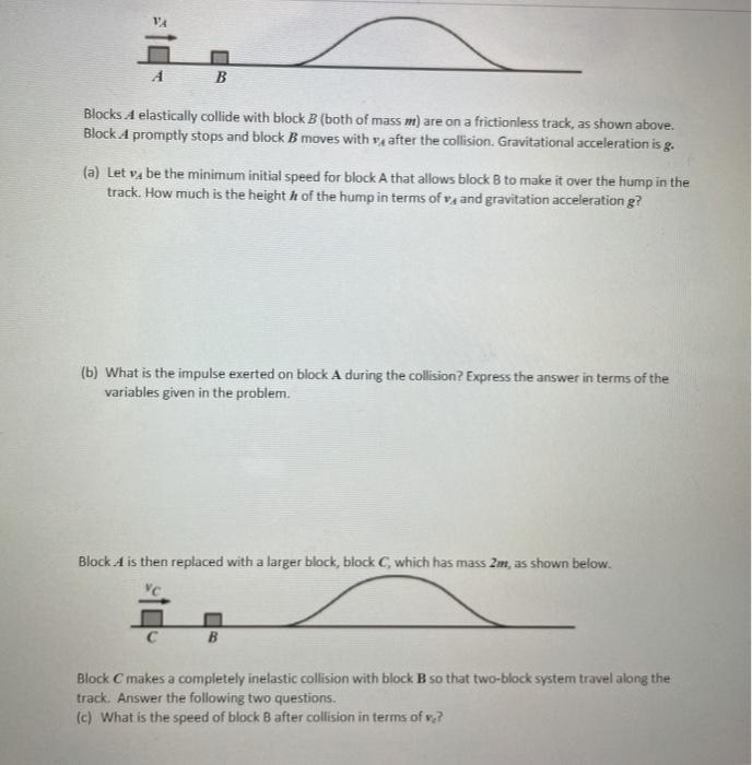 Solved А В Blocks A elastically collide with block B (both | Chegg.com