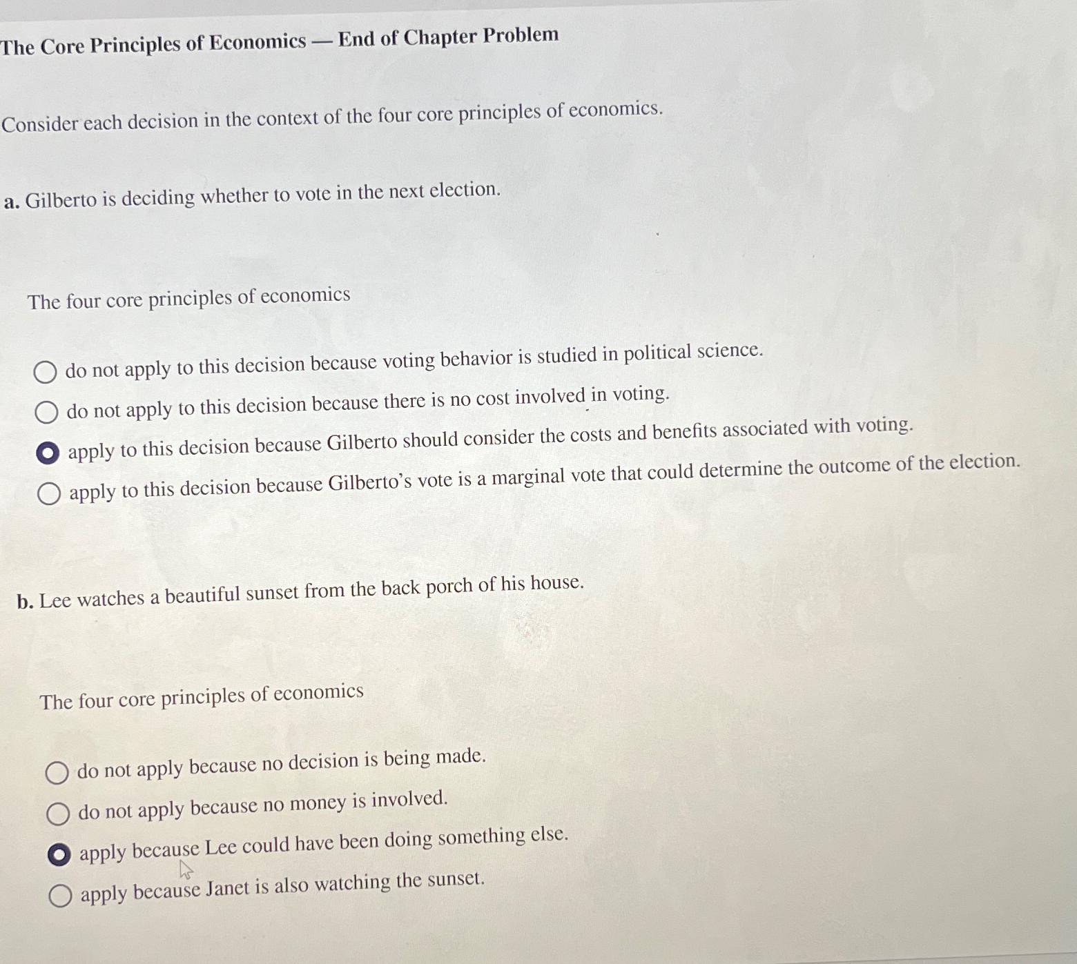 Solved The Core Principles of Economics - ﻿End of Chapter | Chegg.com