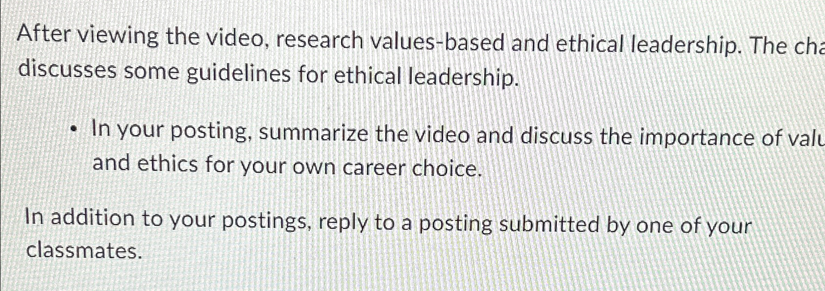 Solved After viewing the video, research values-based and | Chegg.com