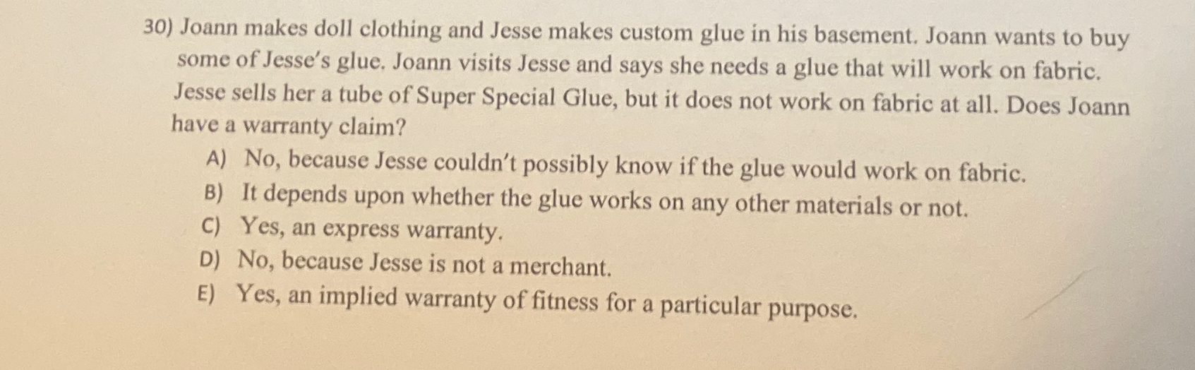 Solved Joann makes doll clothing and Jesse makes custom glue | Chegg.com