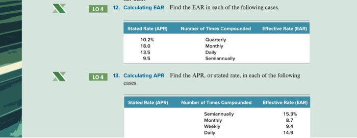 Solved LO4 12. Calculating EAR Find the EAR in each of the | Chegg.com