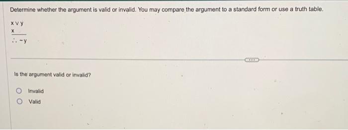 Solved Determine whether the argument is valid or invalid. | Chegg.com