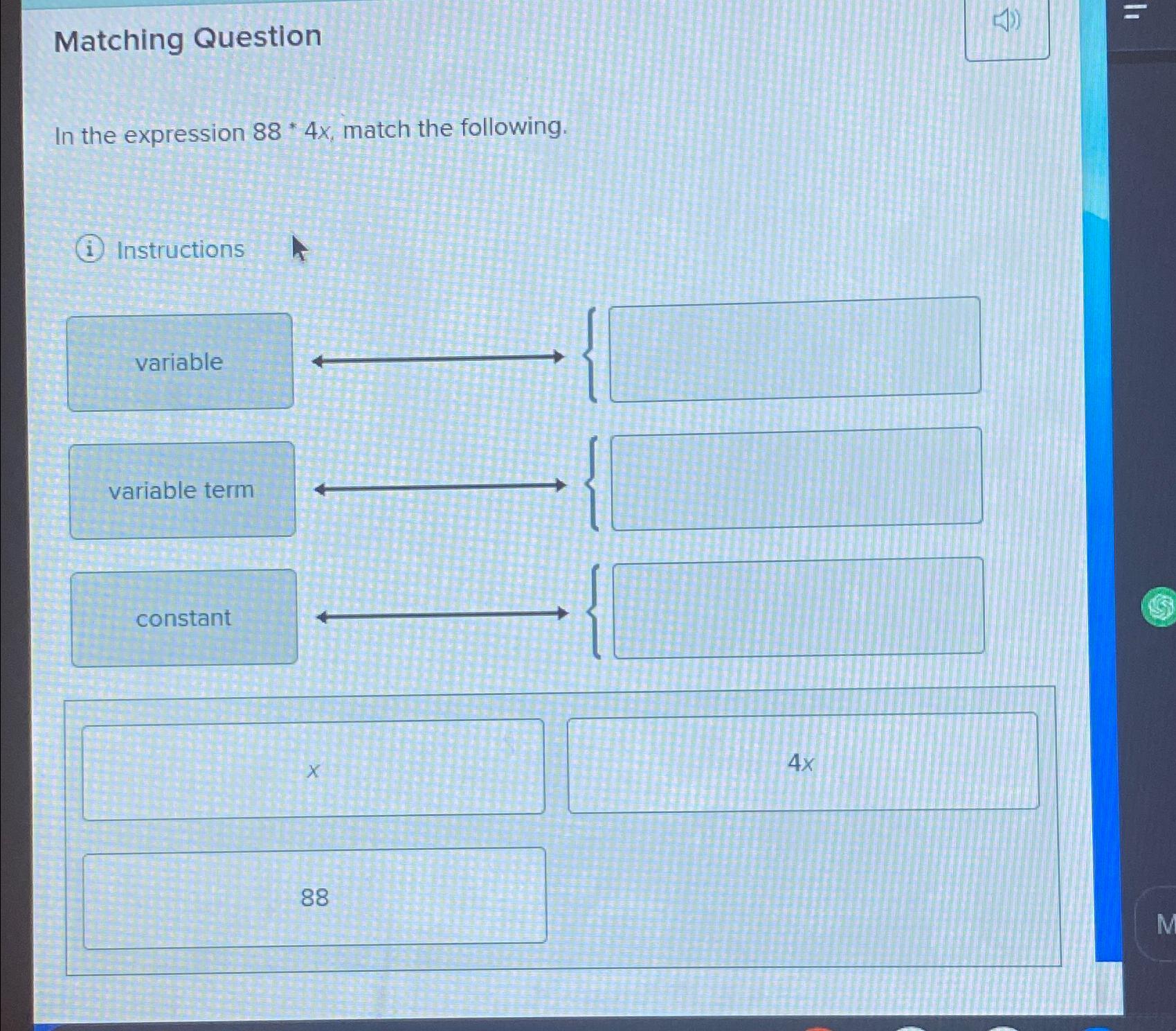 Solved Matching QuestionIn the expression 88**4x, ﻿match the | Chegg.com