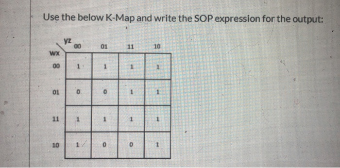 Solved Use the below K-Map and write the SOP expression for | Chegg.com