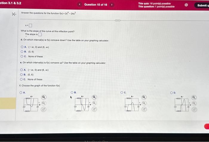 Solved Answer the questions for the function f(x)=2x4−24x3 | Chegg.com