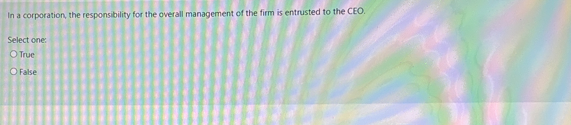 Solved In a corporation, the responsibility for the overall | Chegg.com
