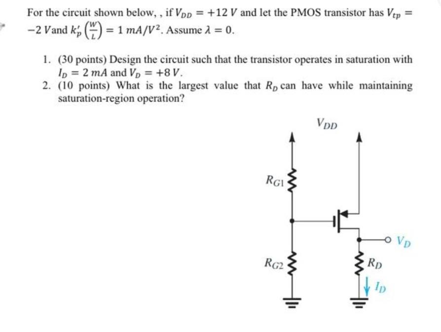 Solved For the circuit shown below, , if Vpp = +12 V and let | Chegg.com