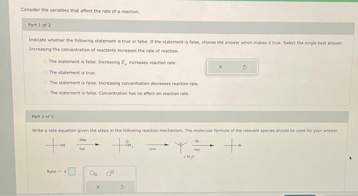 Solved Consider the variables that affect the rate of a | Chegg.com
