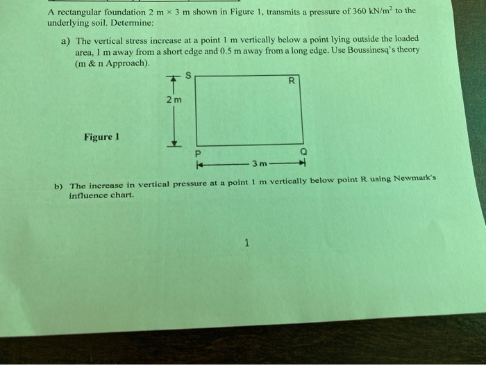 Solved A rectangular foundation 2 mx 3 m shown in Figure 1, | Chegg.com