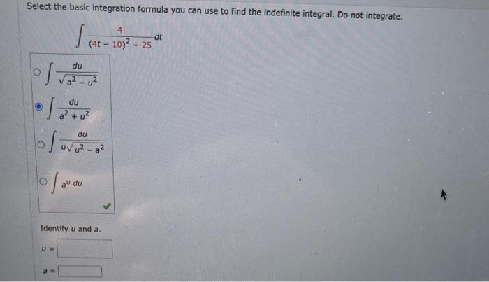 Solved Select the basic integration formula you can use to | Chegg.com