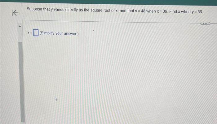 Solved Suppose that y varies directly as the square root of | Chegg.com