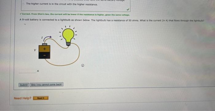 Solved The higher current is in the circuit with the higher | Chegg.com