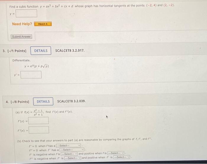 Solved Find a cubic function y=ax3+bx2+cx+d whose graph has | Chegg.com