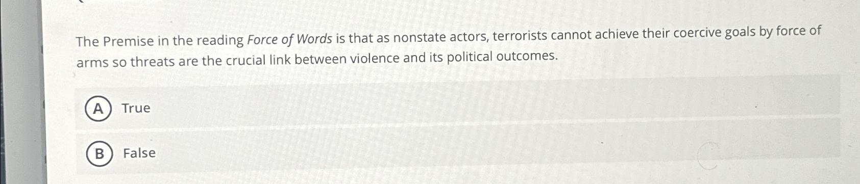 Solved The Premise in the reading Force of Words is that as | Chegg.com