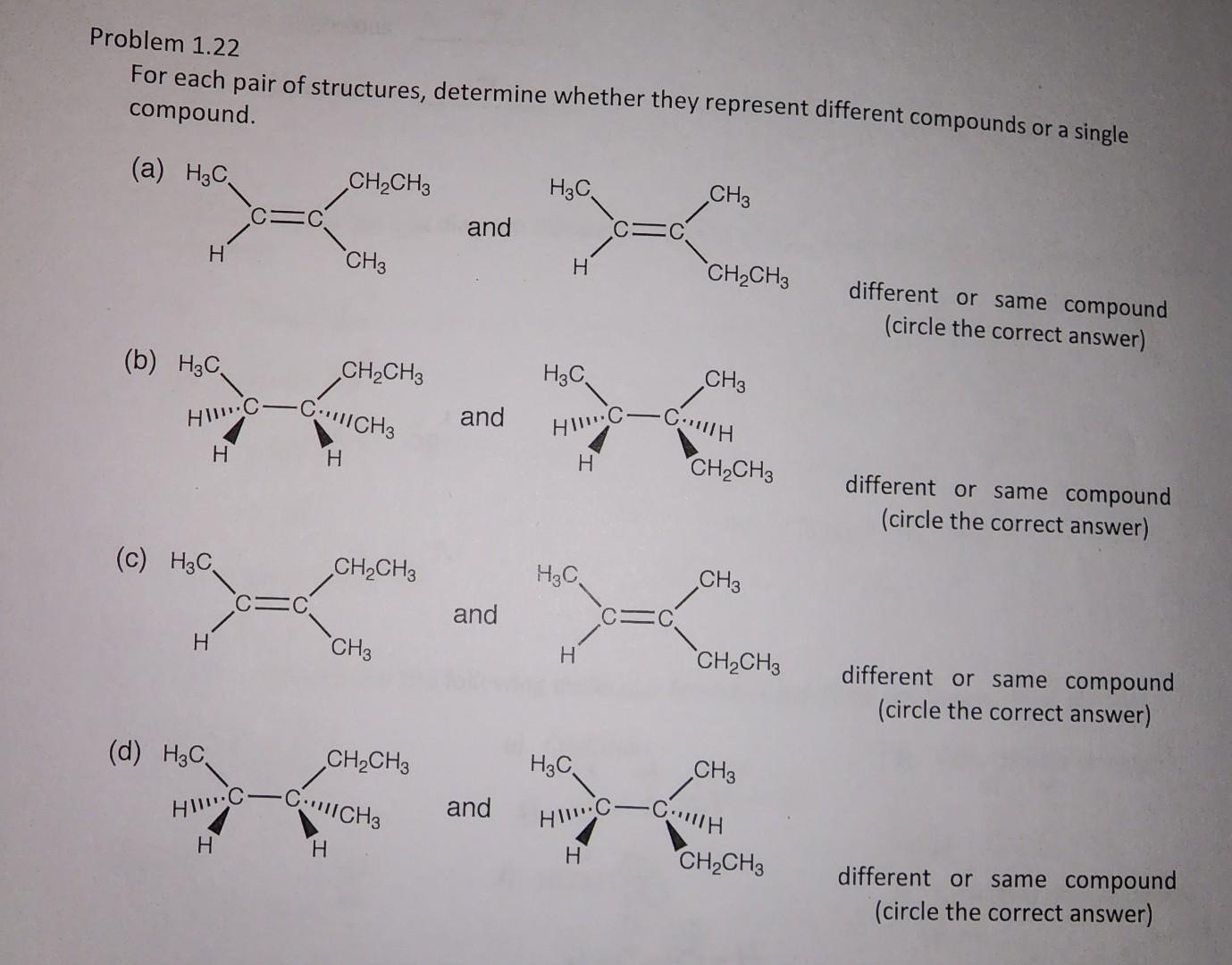 Solved Problem 1.22 For each pair of structures, determine | Chegg.com