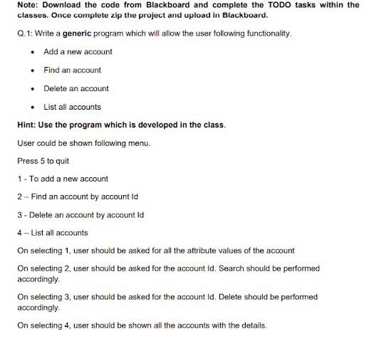 Solved Note: Download the code from Blackboard and complete | Chegg.com