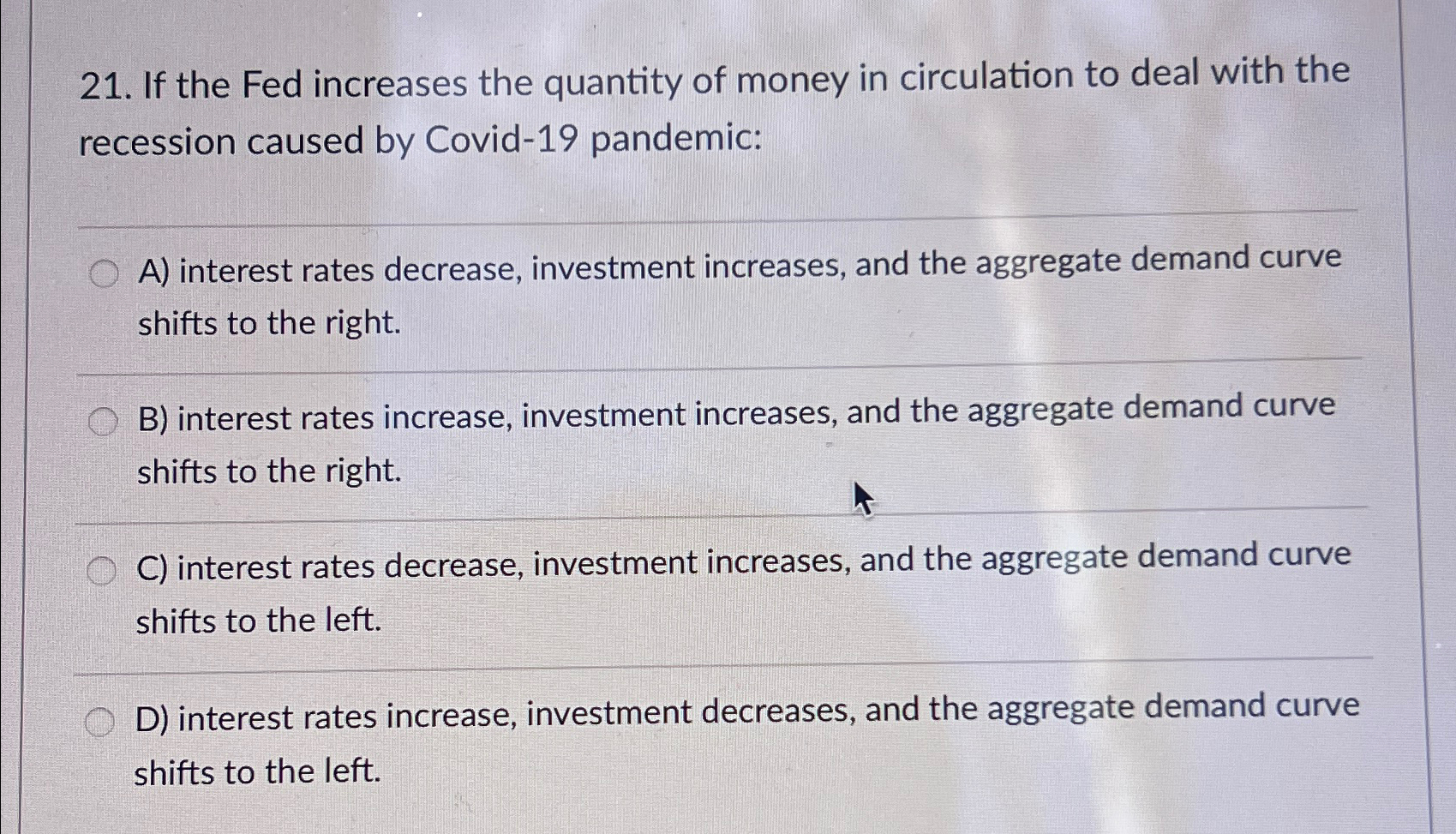 Solved If the Fed increases the quantity of money in | Chegg.com