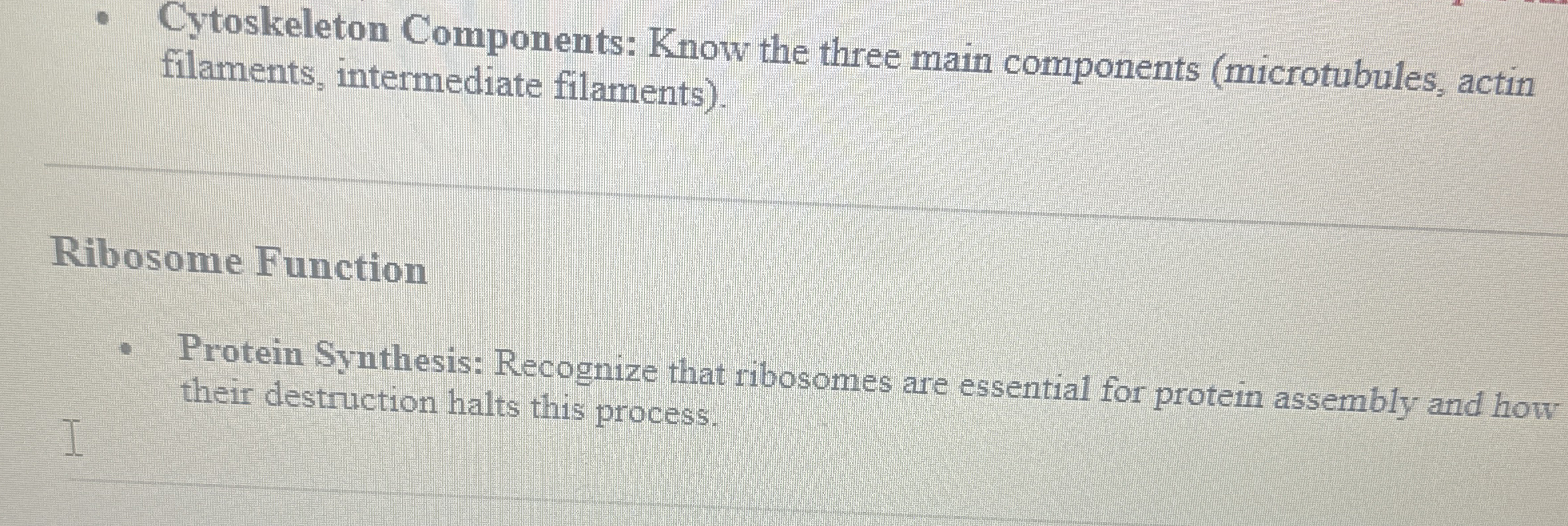 Solved Cytoskeleton Components: Know the three main | Chegg.com