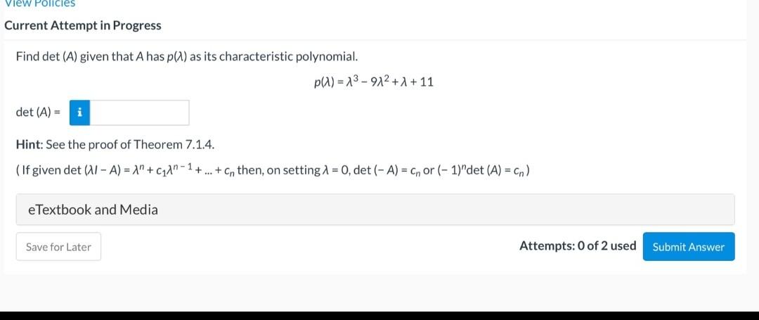 Solved Current Attemptin Progress Let -2 8 4 A = 1-01-19 0 - | Chegg.com