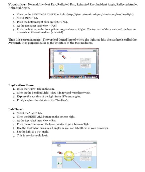 Solved Vocabulary: Normal, Incident Ray, Reflected Ray, | Chegg.com