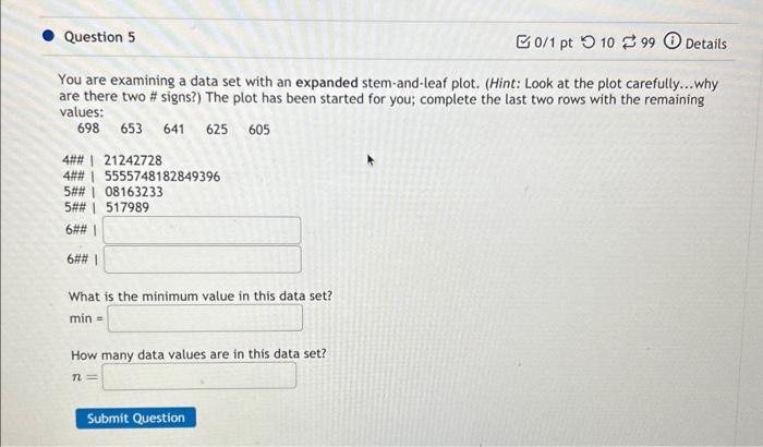 Solved You are examining a data set with an expanded | Chegg.com