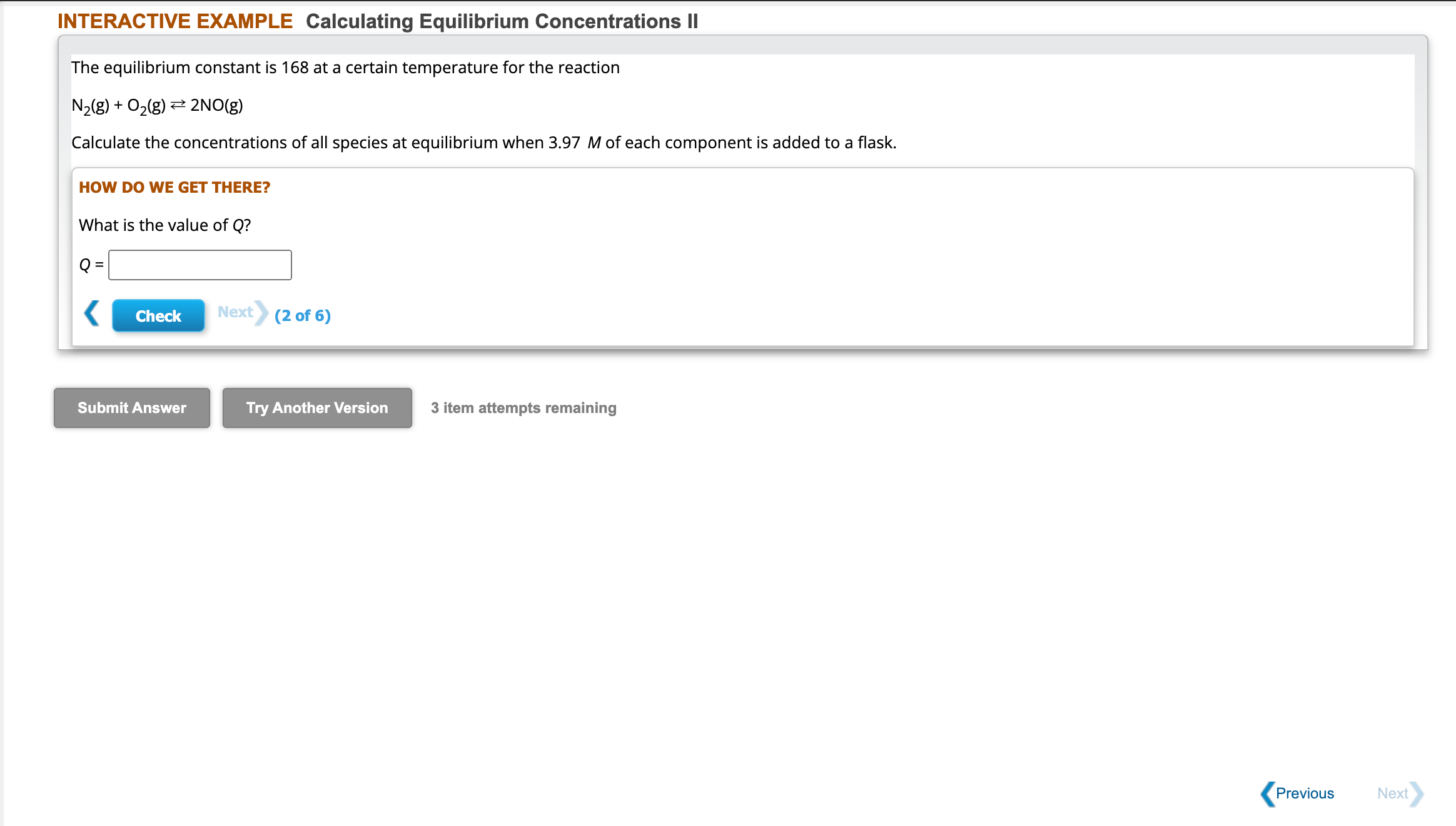 Solved INTERACTIVE EXAMPLE Calculating Equilibrium | Chegg.com