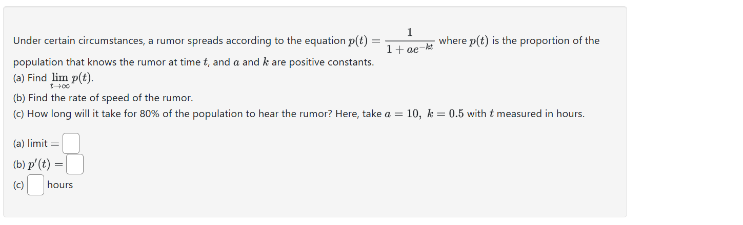 Solved Under certain circumstances, a rumor spreads | Chegg.com