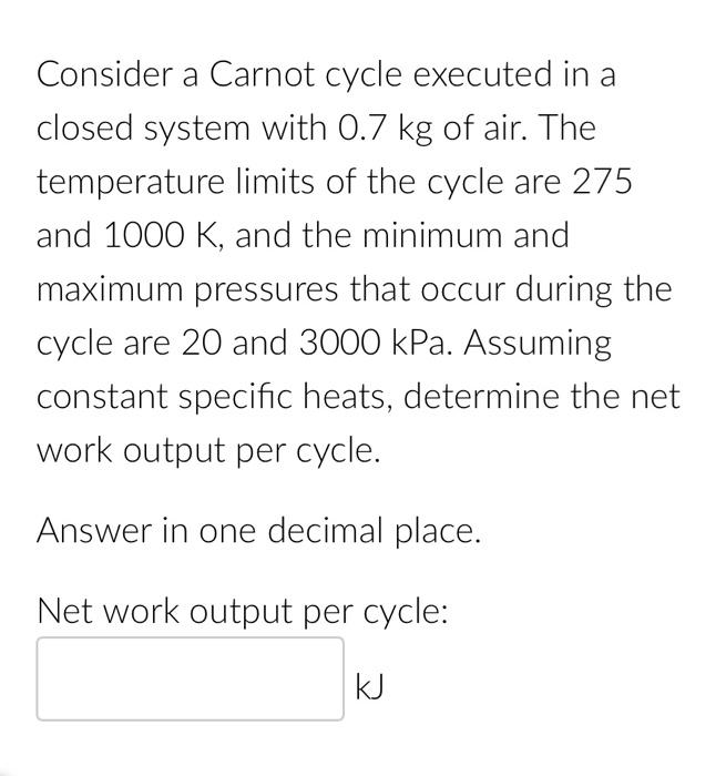 Solved Consider a Carnot cycle executed in a closed system | Chegg.com