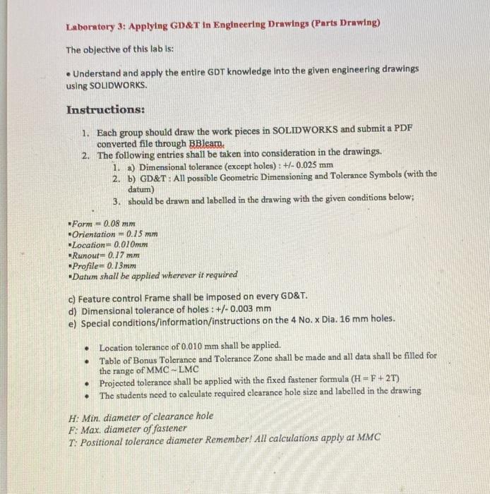 Solved lab report applying GD&T in engineering drawing | Chegg.com