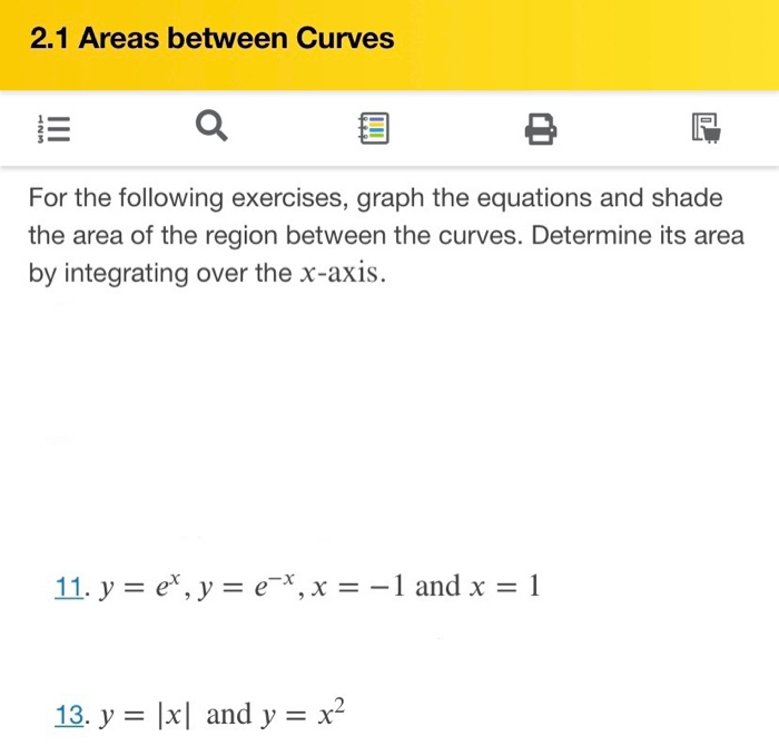 Solved 2.1 Areas between Curves For the following exercises, | Chegg.com