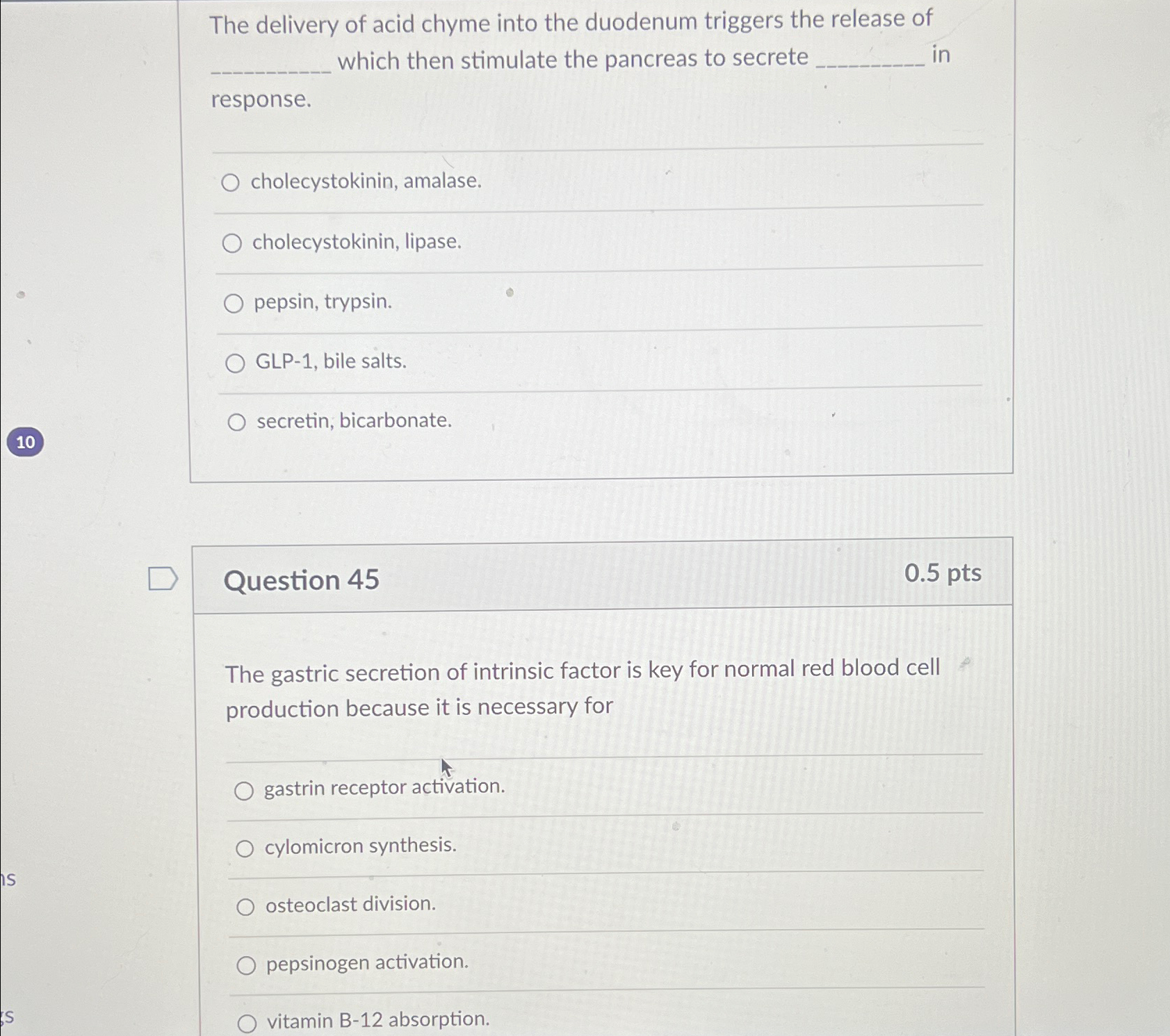 Solved The delivery of acid chyme into the duodenum triggers | Chegg.com