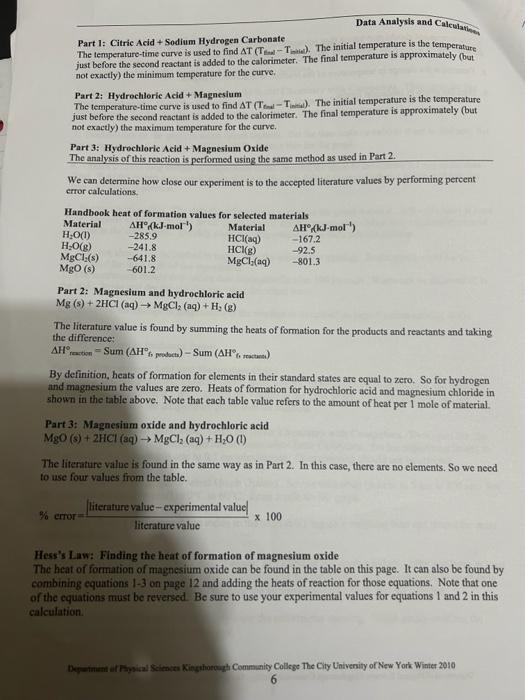 Solved Part 1: Citric Acid + Sodium Hydrogen Carbonate The | Chegg.com