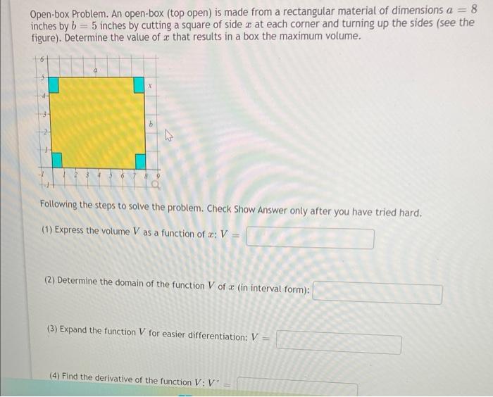 Solved Open-box Problem. An open-box (top open) is made from | Chegg.com