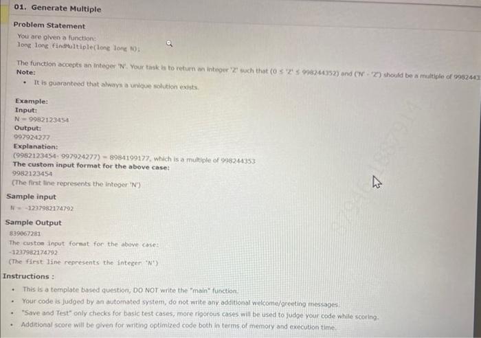 Solved Problem Statementyou Are Given A Functionlong Long 9480