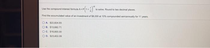 Solved Use the compound interest formua Asp 1. to solve | Chegg.com