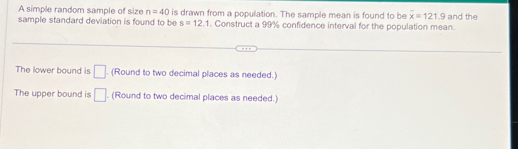 Solved A simple random sample of size n=40 ﻿is drawn from a | Chegg.com