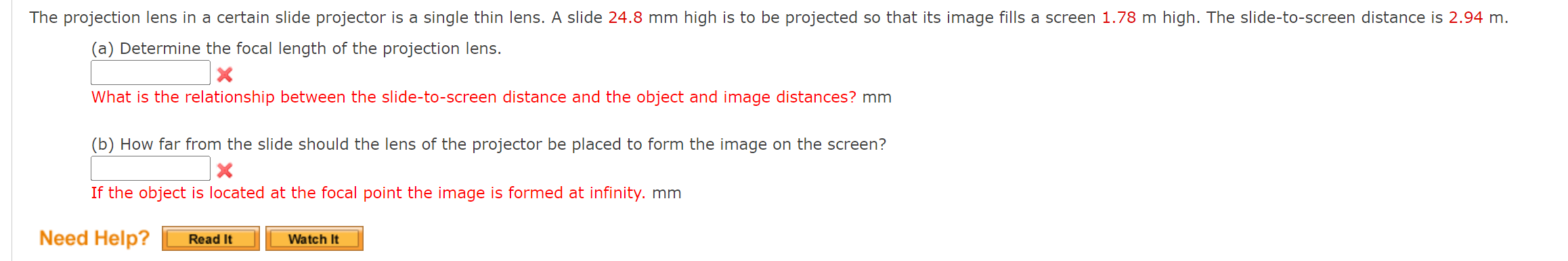Solved The projection lens in a certain slide projector is a | Chegg.com