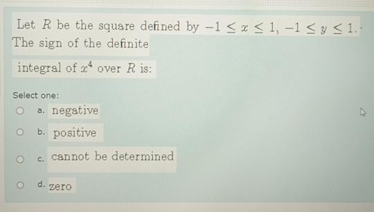 Solved Let R ﻿be the square defined by -1≤x≤1,-1≤y≤1. ﻿The | Chegg.com