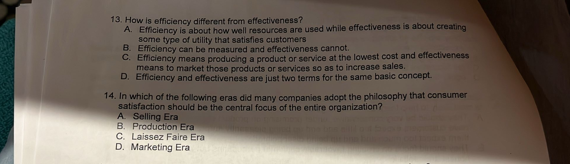 Solved How is efficiency different from effectiveness?A. | Chegg.com