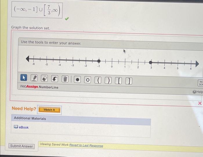Solved (−∞,−1]∪[37,∞) Graph the solution set. | Chegg.com
