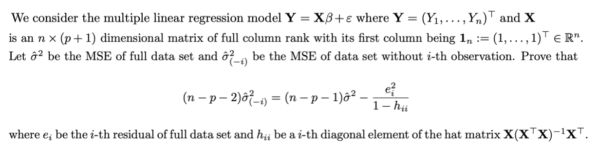Solved We consider the multiple linear regression model | Chegg.com