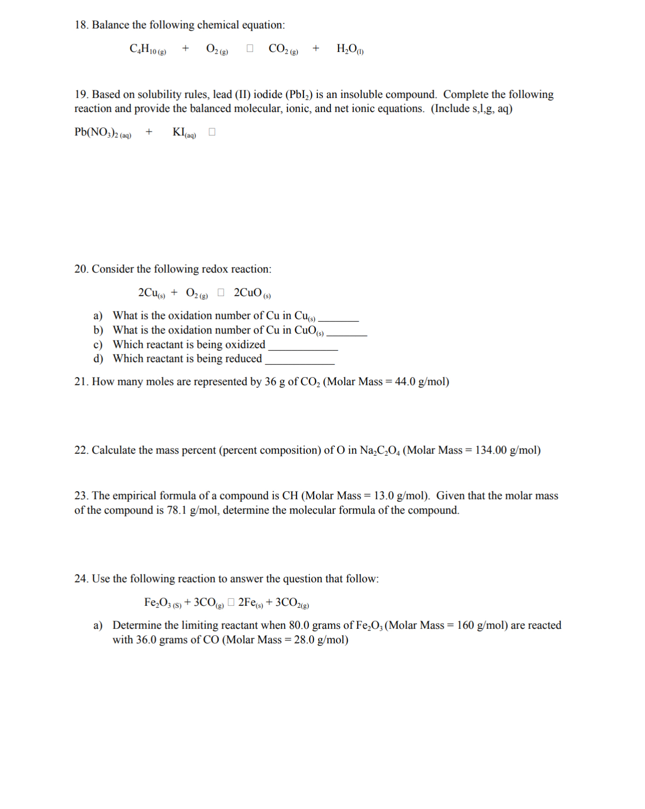 Solved Balance the following chemical | Chegg.com