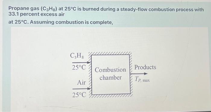 Solved Propane gas (C3H8) at 25°C is burned during a | Chegg.com