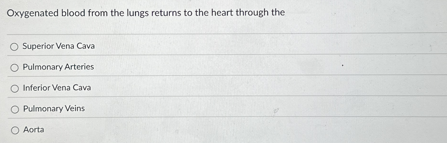Solved Oxygenated blood from the lungs returns to the heart | Chegg.com