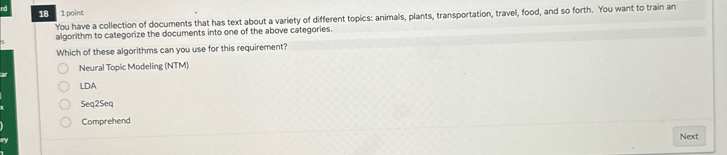 Solved 18 1 ﻿pointYou have a collection of documents that | Chegg.com