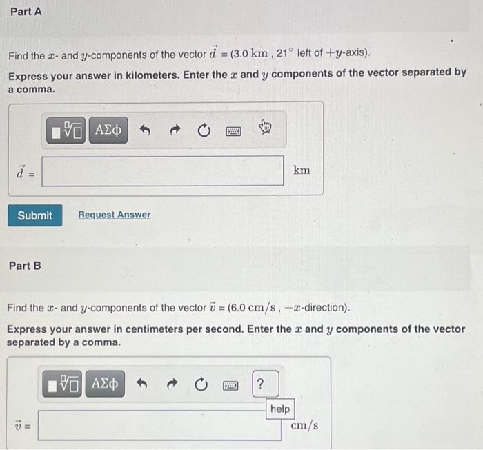 Solved Find the x - and y-components of the vector d=(3.0 | Chegg.com