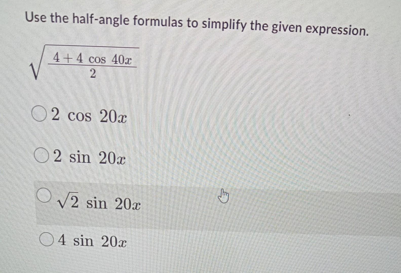 Solved Use the half-angle formulas to simplify the given | Chegg.com