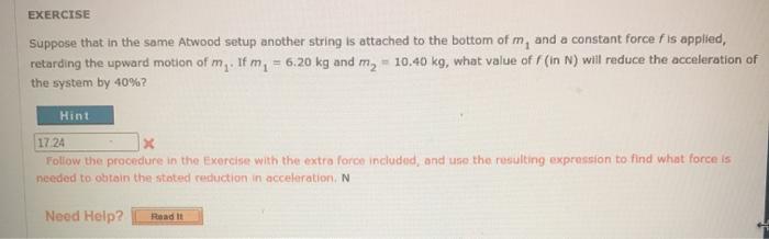 Solved EXERCISE Suppose that in the same Atwood setup | Chegg.com