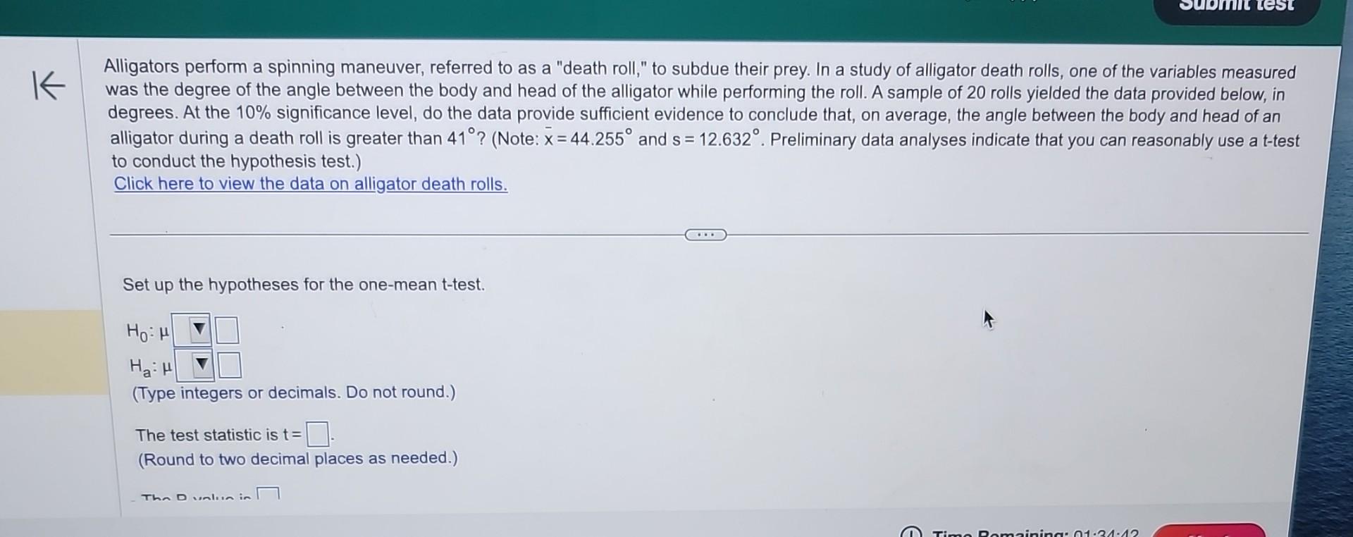 Solved Alligators perform a spinning maneuver, referred to | Chegg.com