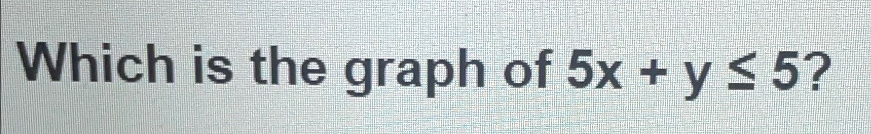 Solved Which is the graph of 5x+y≤5 ? | Chegg.com